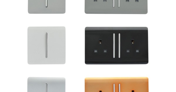 Screwless Decorative Coloured Sockets & Switches - Silver, Grey, Ice ...